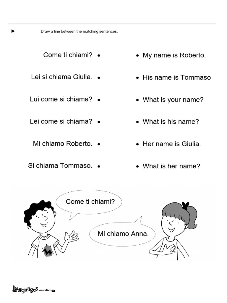 Italian Name Phrases Practice | PDF