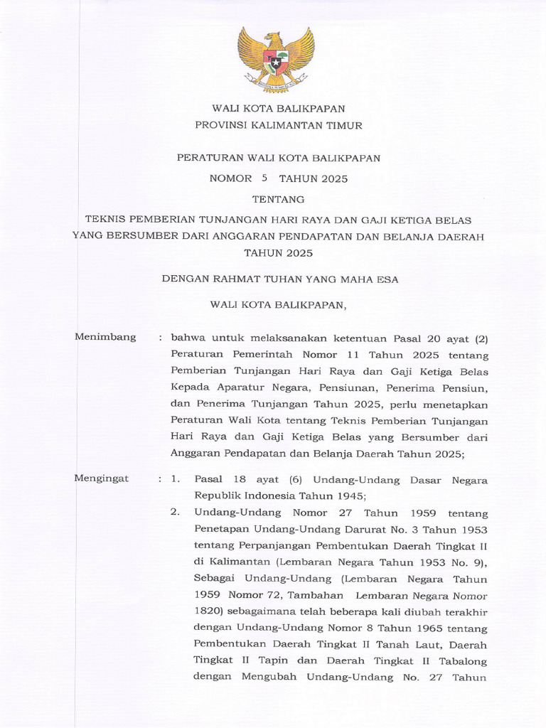 Perwali THR PNS 2025 | PDF
