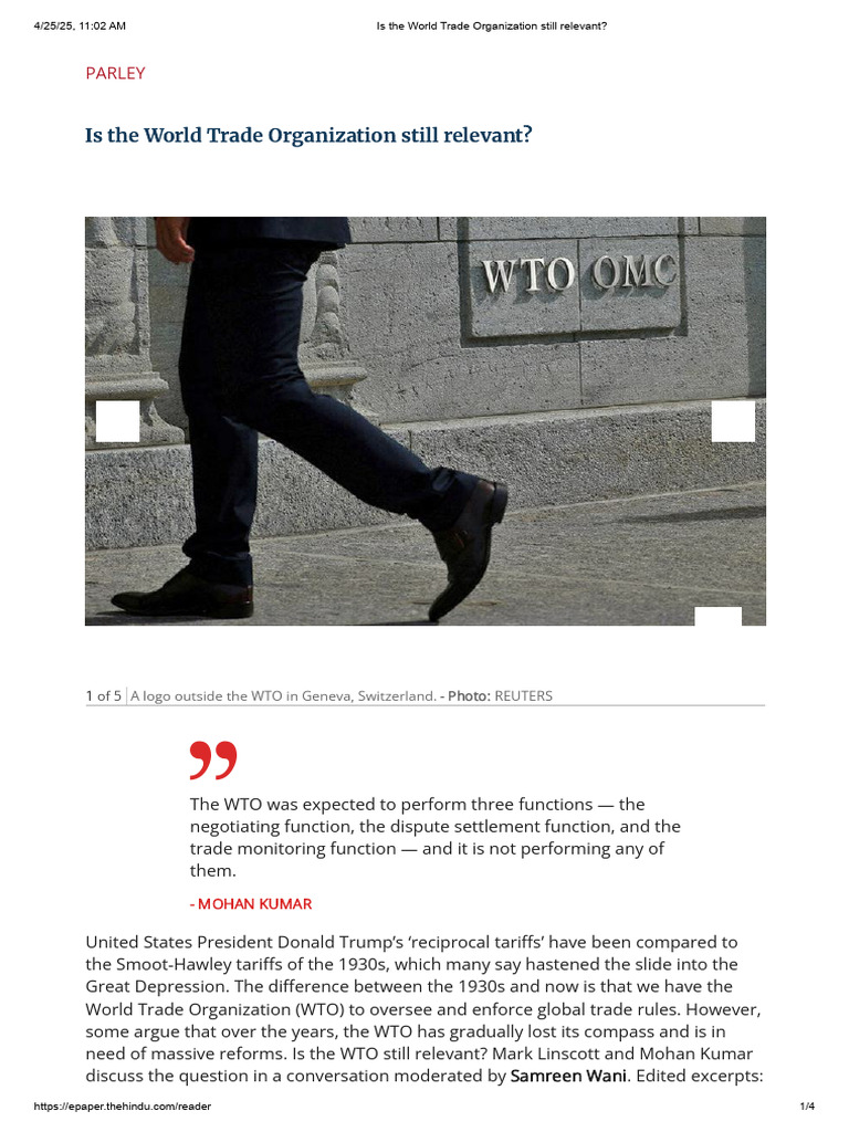 Relevance of WTO in A Tariff Driven World 250425 | PDF | World Trade Organization | Most ...