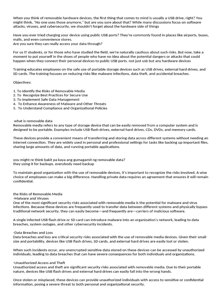 When you think of removable hardware devices | PDF | Security ...