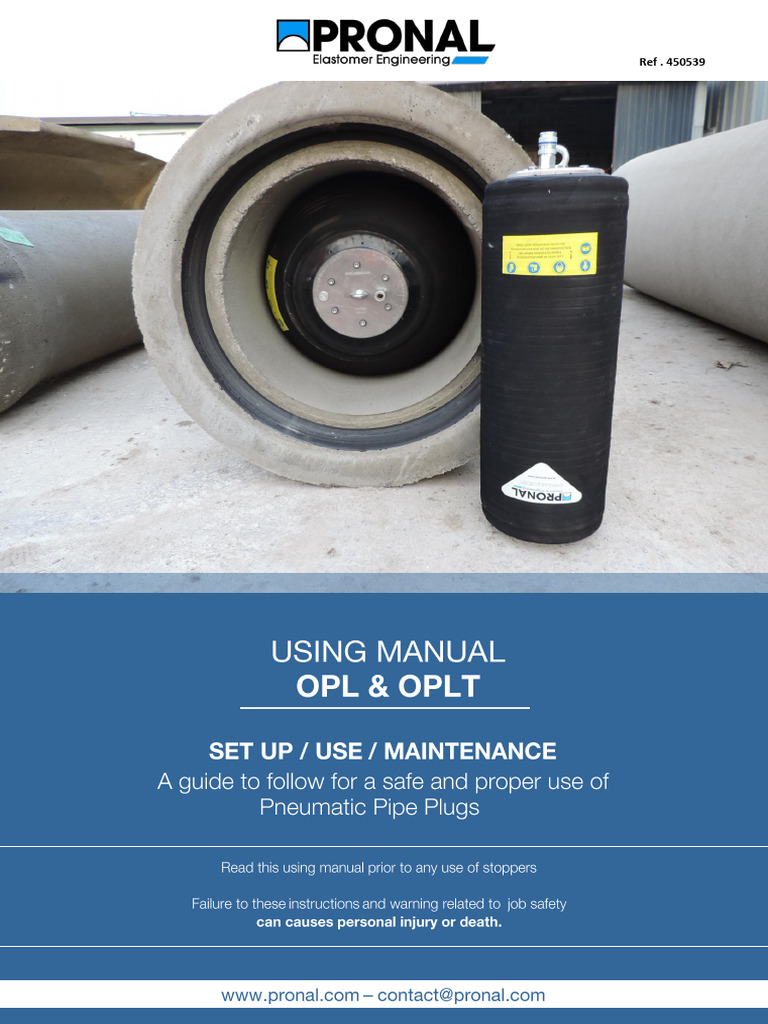Pronal OPL & OPLT Stopper Manual | PDF | Pipe (Fluid Conveyance) | Pressure