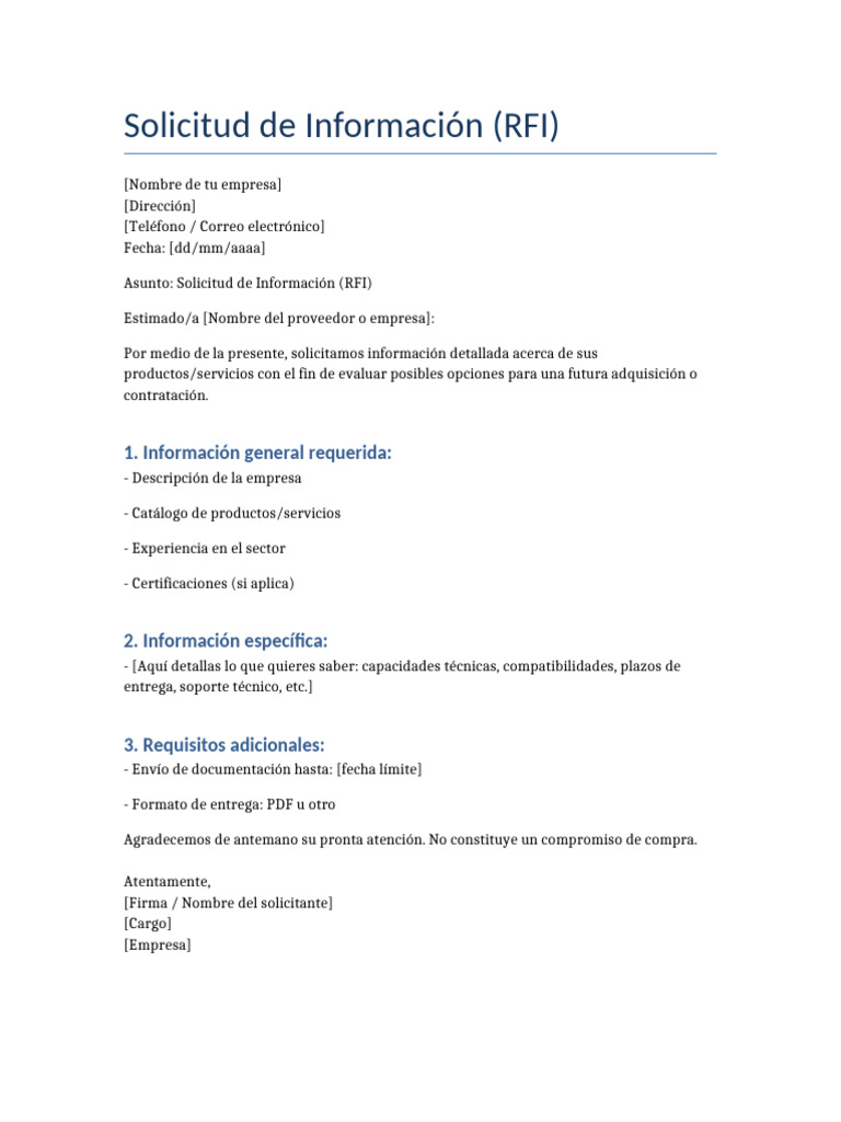 Plantilla RFI | PDF