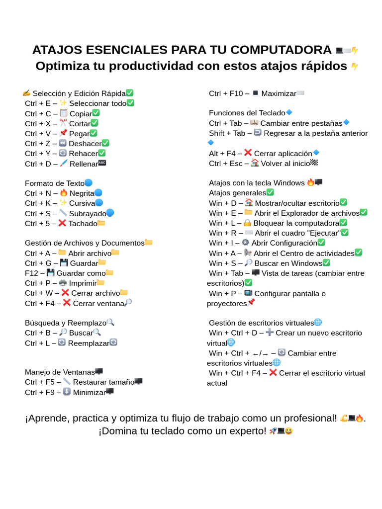 Atajos Esenciales para Tu Computadora | PDF