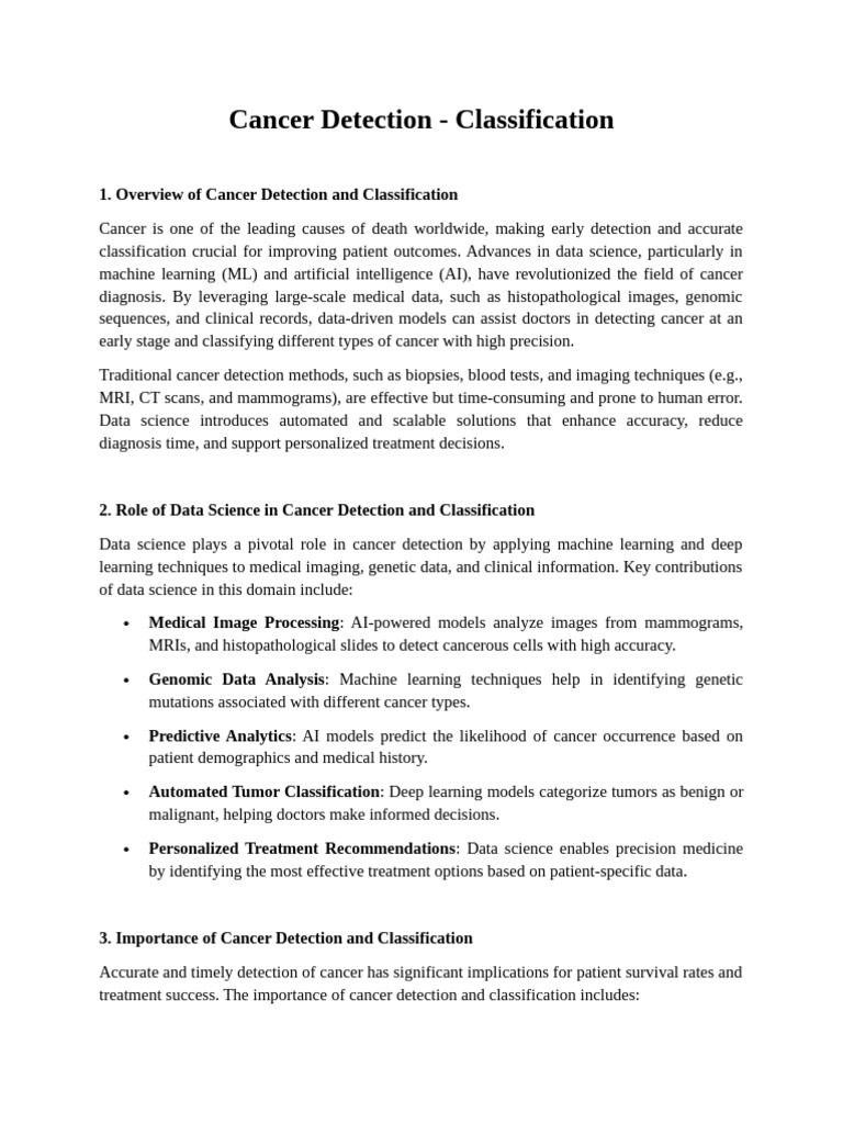 Cancer Detection - Classification | PDF | Cancer | Personalized Medicine