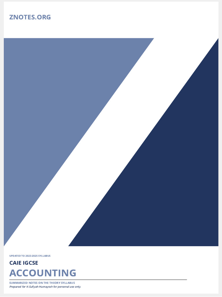 CAIE-IGCSE-Accounting - Format Book | PDF