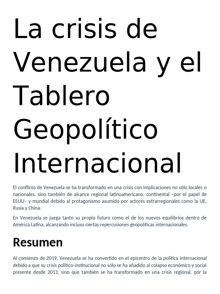 Crisis de Venezuela y Geopolítica Global | PDF | Venezuela | Rusia
