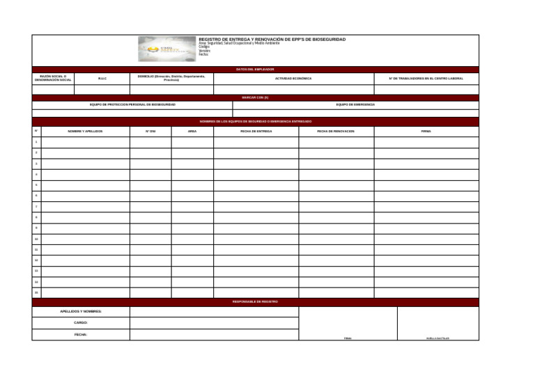 Formato de Entrega y Renovación Colectiva de Epp's de Bioseguridad | PDF