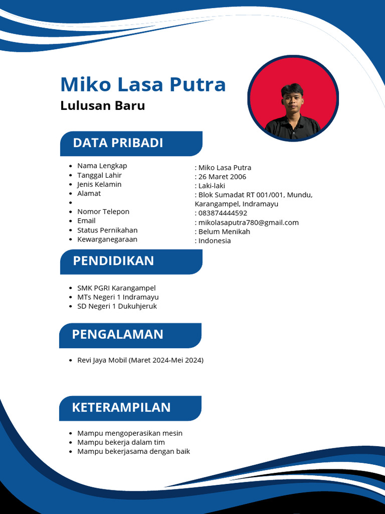Biru Putih Abstrak Modern CV Resume Riwayat Hidup - 20250326 - 210806 ...