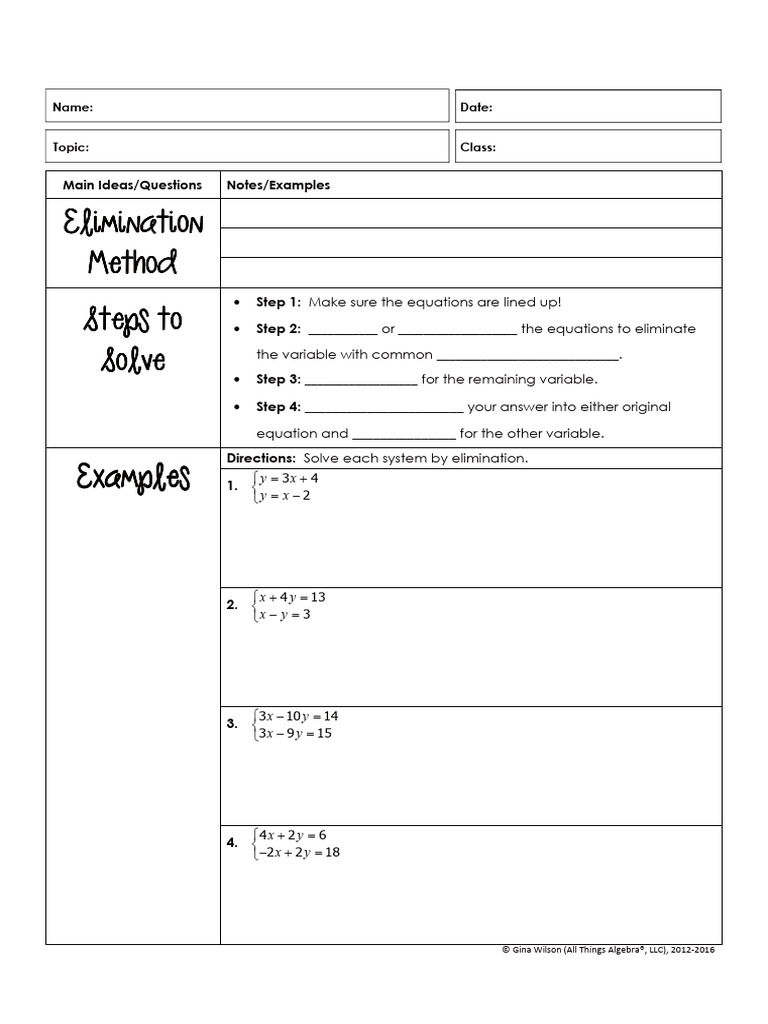 5-4 Elimination Practice Q | PDF