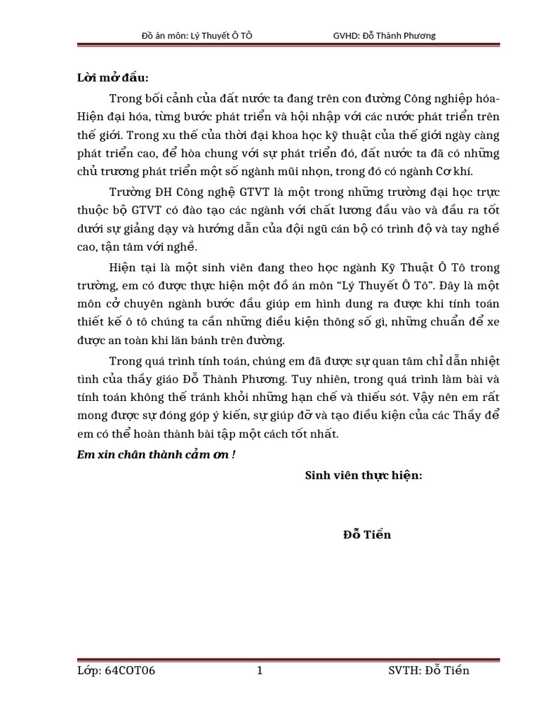 (123doc) - Thuyet-Minh-Do-An-Ltot-Xe-Vaz-2102 | PDF