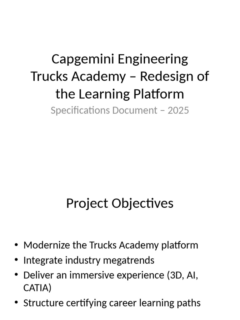 Capgemini Trucks Academy Full Presentation | PDF