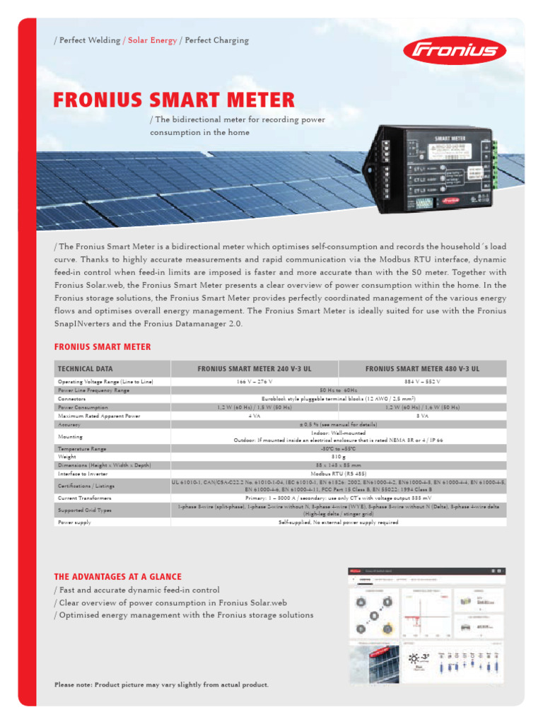 Fronius Smart Meter Technical Specifications | PDF | Photovoltaics ...