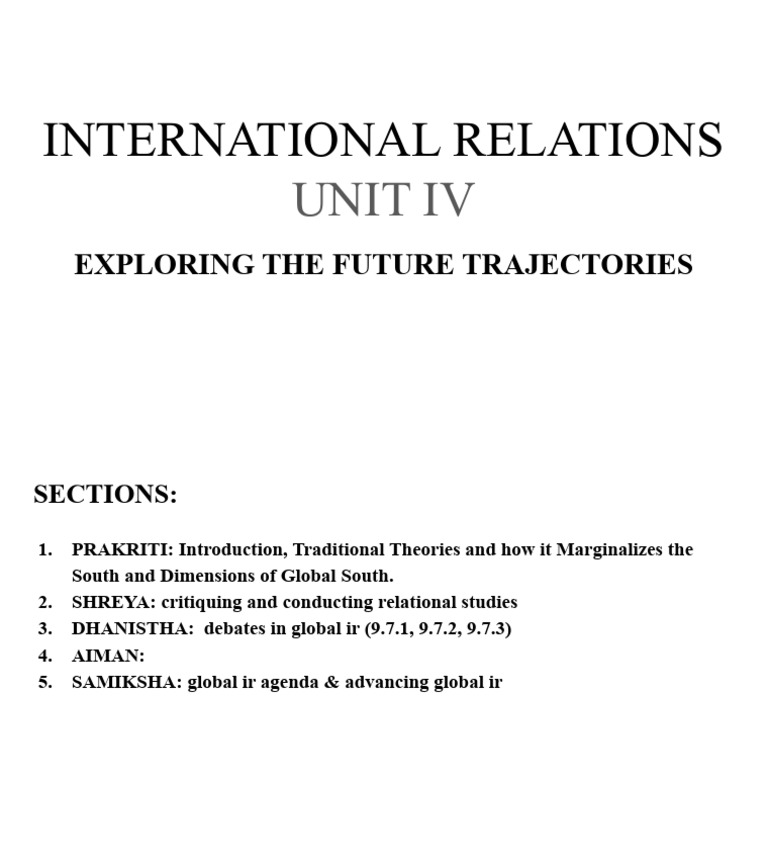 International Relations Unit IV | PDF