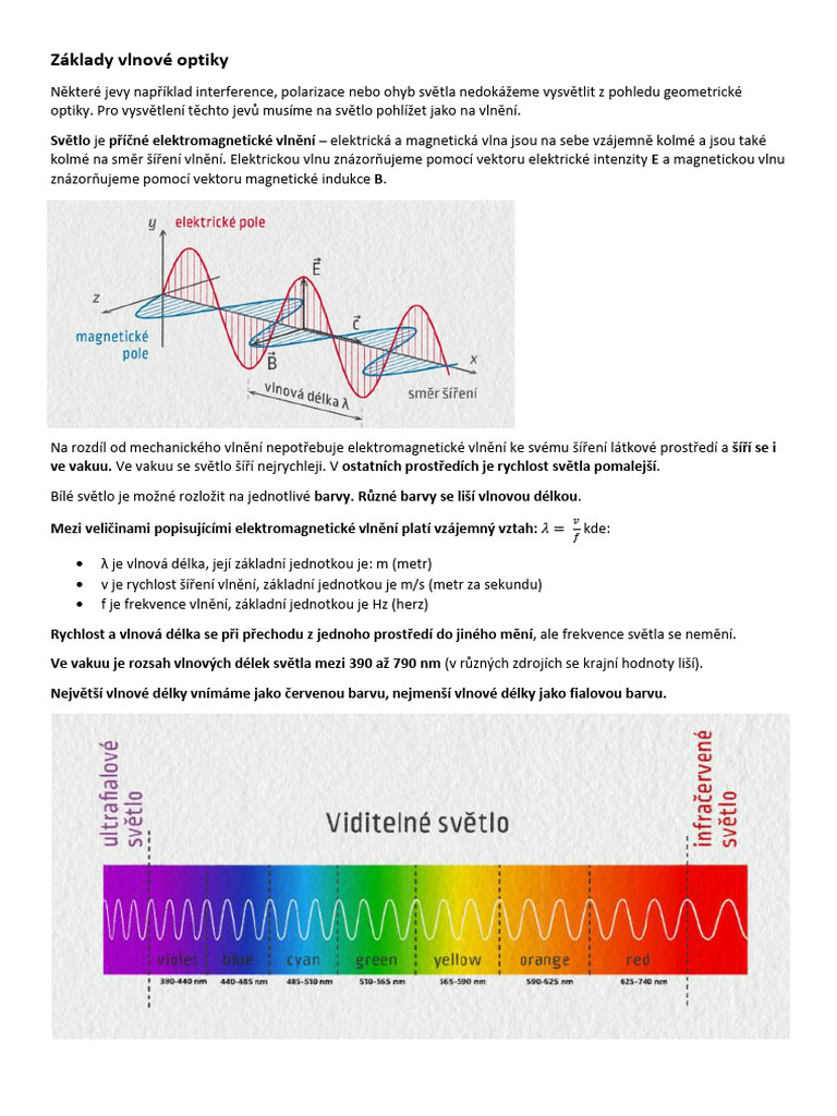 10 01 Základy Vlnové Optiky | PDF