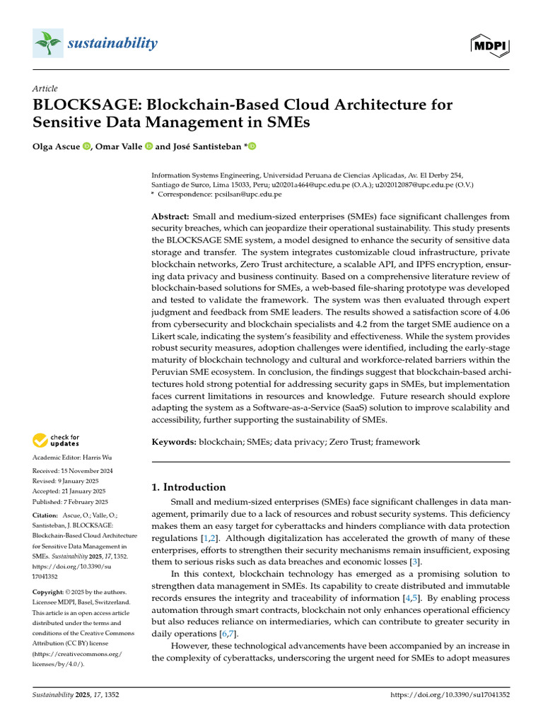 Blockchain-Based Cloud Architecture For Sensitive Data Management in SMEs | PDF | Computer ...