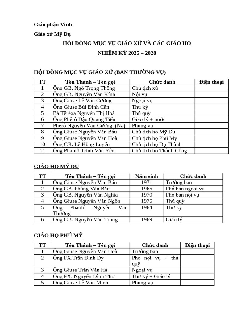 Phieu Bau Ban Nganh HDMV Giao Xu | PDF