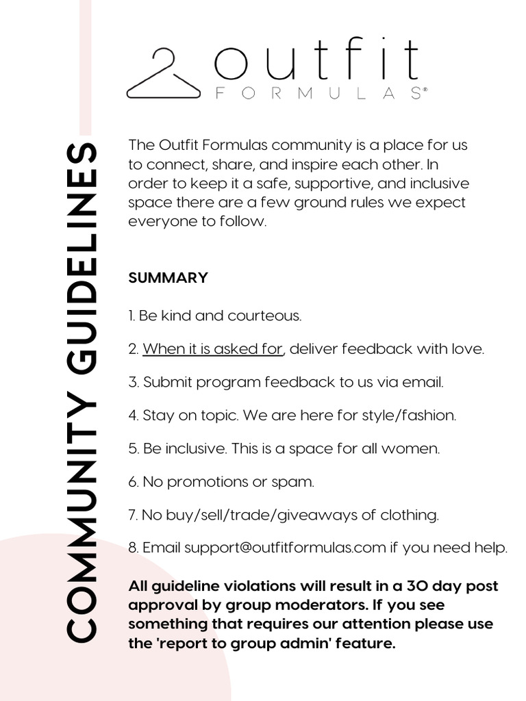 Outfit Formulas Community Guidelines 11.2024 | PDF | Facebook | Social ...