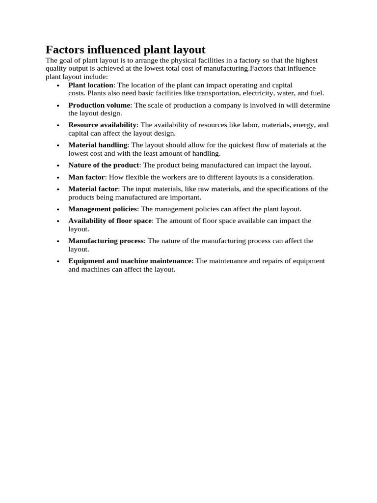 PPC (Factors of Plant Layout) | PDF