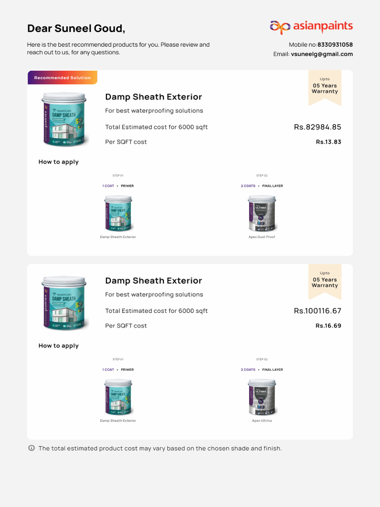 Waterproofing Budget Estimate | PDF