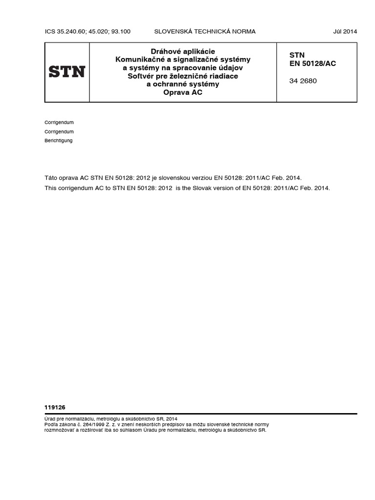 STN en 50128 Oprava Ac - (Nahlad) | PDF
