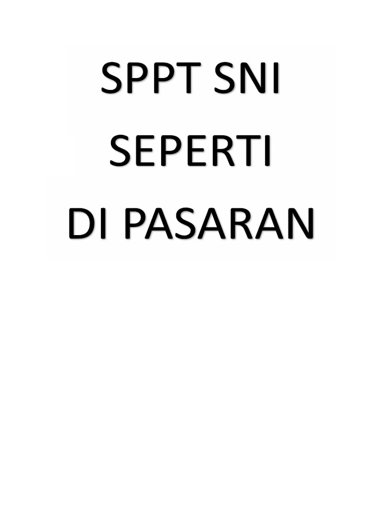 SPPT SNI BELUM ADA | PDF