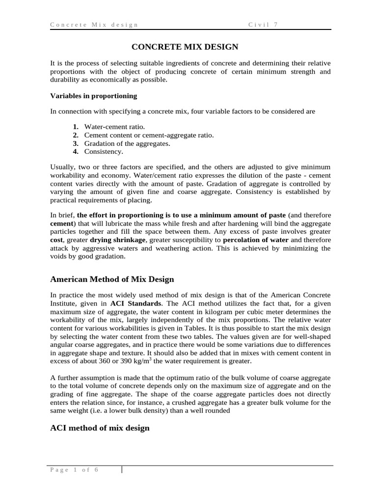 Concrete Mix Design-Solved Problems by Aci Method | PDF | Concrete ...