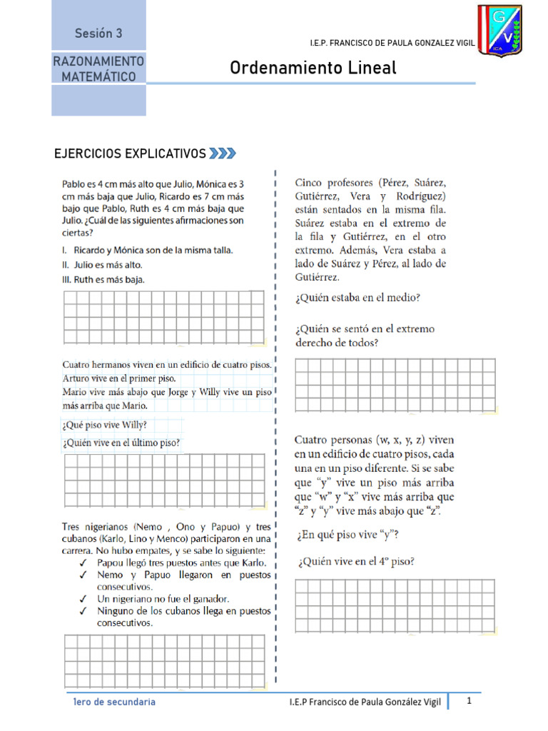 Sesión 3. RM1-Ordenamiento Lineal.docx | PDF