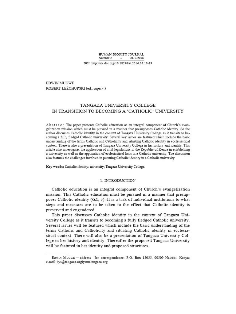 TANGAZA UNIVERSITY COLLEGE | PDF | Catholic Church | Second Vatican Council