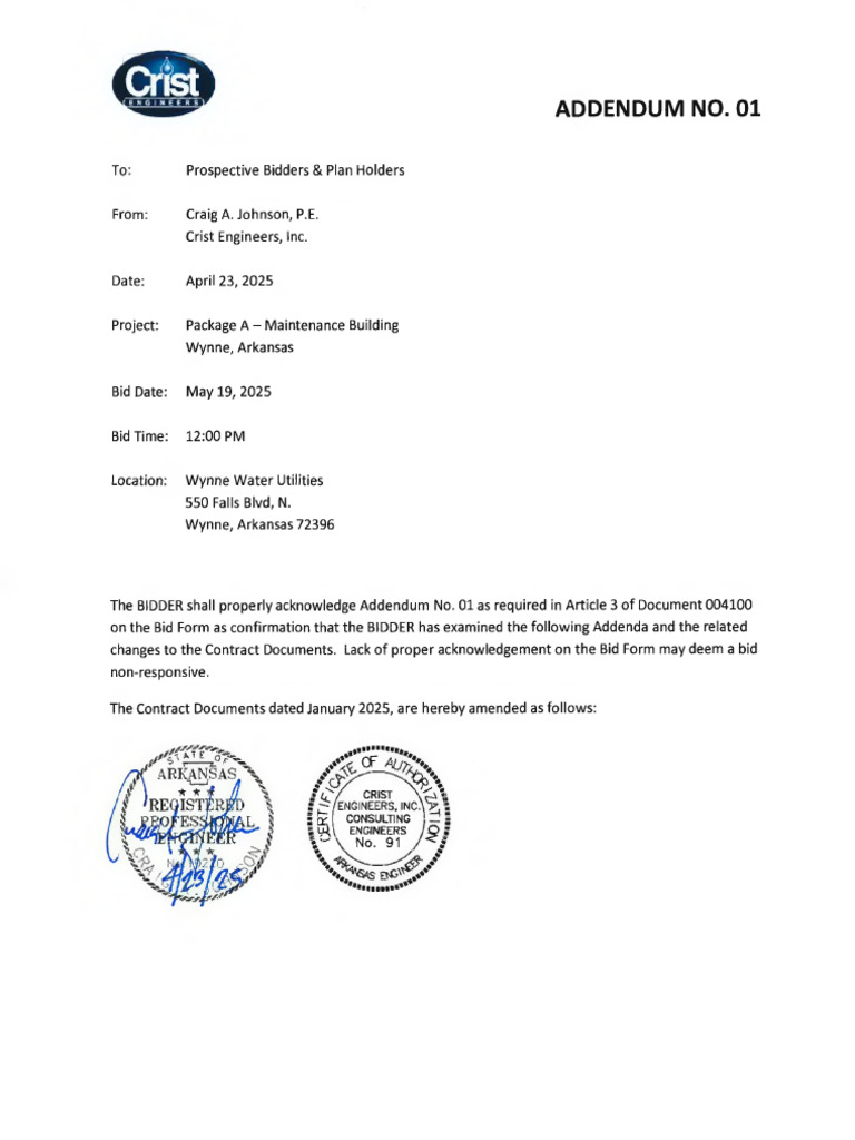 0049 Addendum 1 Spec | PDF