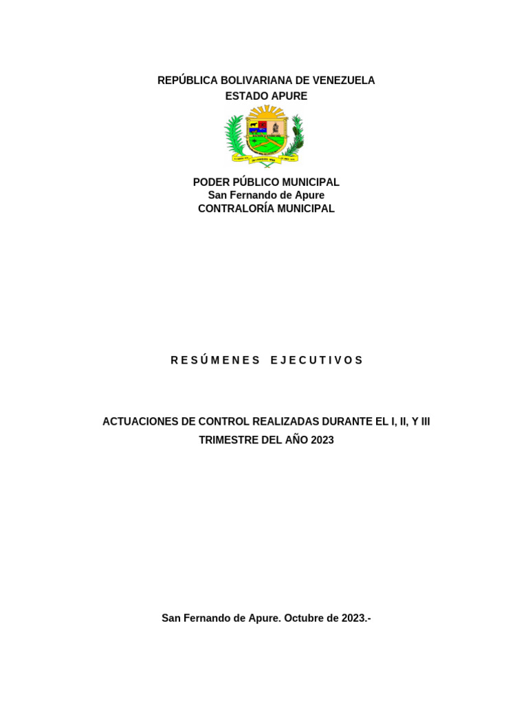 Resumenes Ejecutivos. CMSF. I, II y III Trimestre 2023. | PDF | Contabilidad | Presupuesto