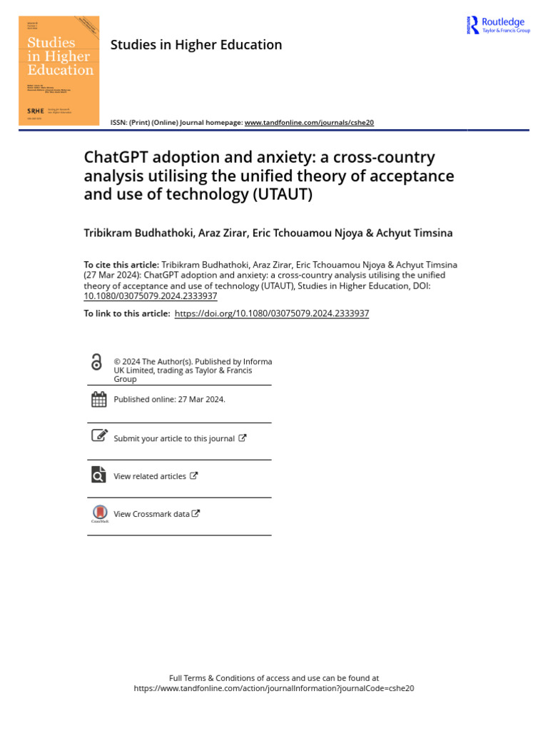 BUDHATHOKI Et Al, 2024-ChatGPT Adoption and Anxiety A Cross-Country Analysis Utilising The ...