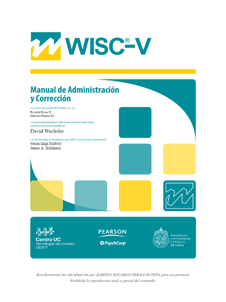 WISC - V. Manual de Administración y Corrección | PDF