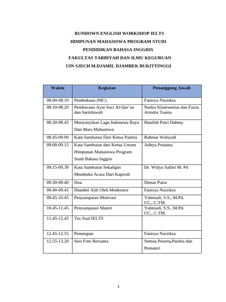 RAB & RUNDOWN DIVISI ACARA | PDF