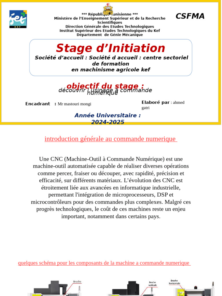 pezsentation CSFMA | PDF | Machine-outil à commande numérique | Usinage