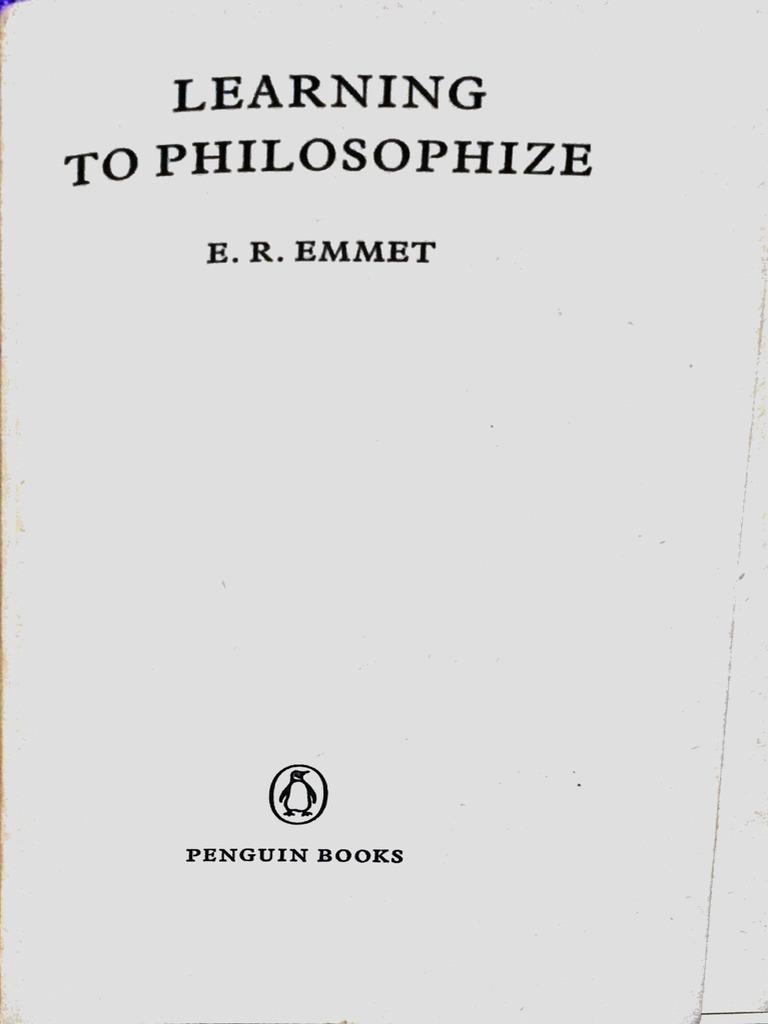 Learning To Philosophize by E.R. Emmet | PDF