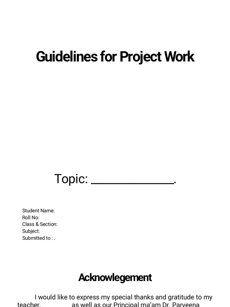 Guidelines For Project Work | PDF