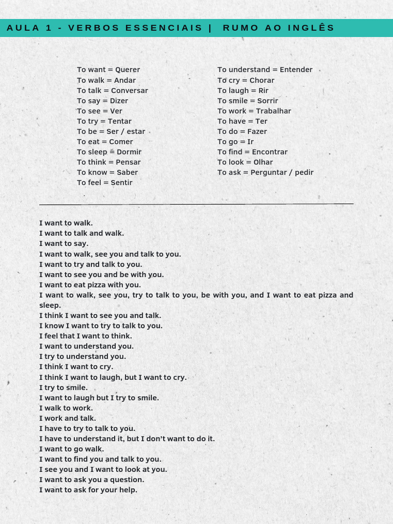 Aula 01 - Verbos Essenciais | PDF