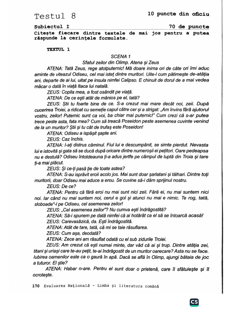 Test de Antrenament - Mesaj Text Dramatic | PDF