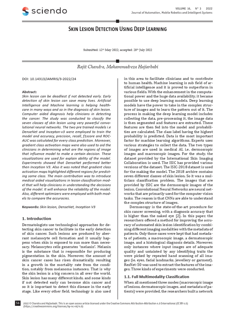 Skin Lesion Detection Using Deep Learning | PDF | Receiver Operating ...