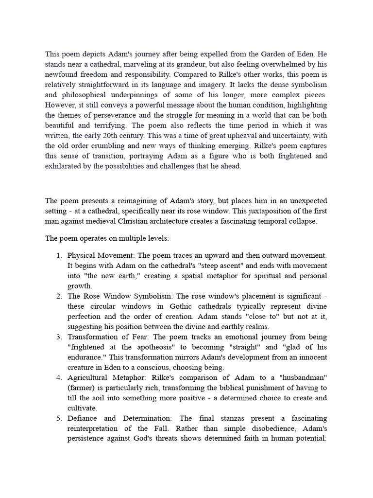 Adam - Rainer Maria Rilke | PDF | Adam | Poetry