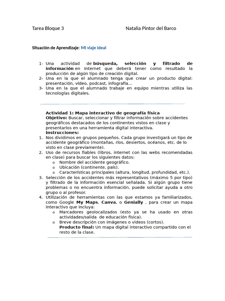 4 Tarea Situación Aprendizaje Mi Viaje Ideal | PDF | Información ...