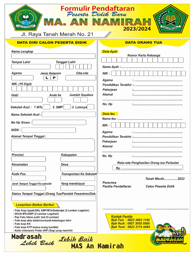 Formulir PPDB Ma 2023 | PDF