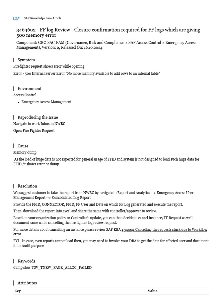 FF Log Memory Error | PDF