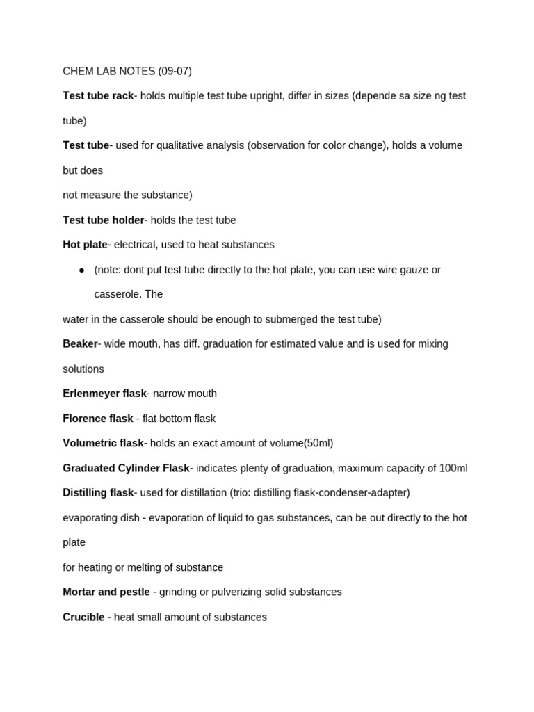 Chem Lab Notes 09 07 | PDF
