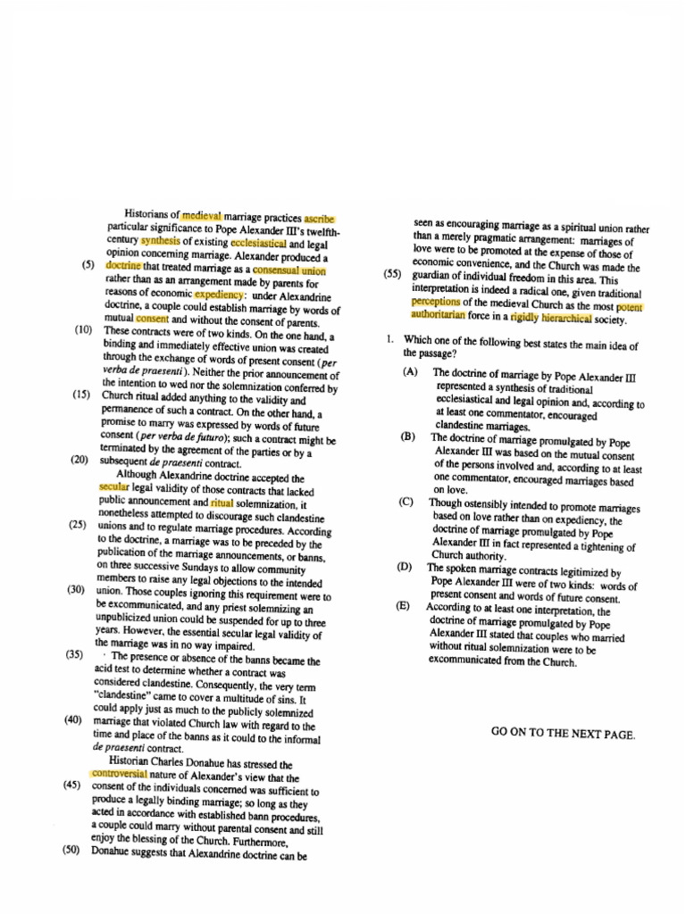 Reading Practice 18 - Historians of Medieval Marriage | PDF | Marriage