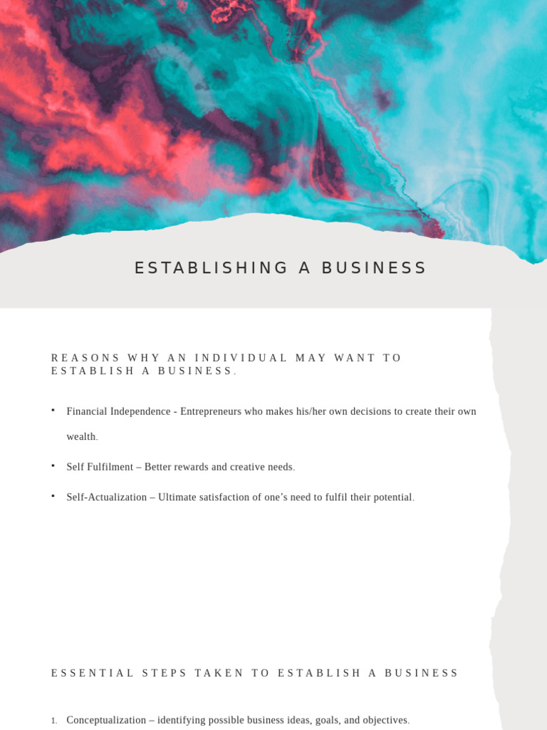 Establishing A Business | PDF