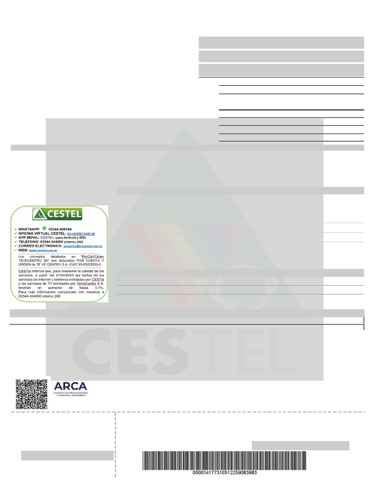 Factura Abonados Abril 2025 1 | PDF | Factura | Impuesto al valor agregado