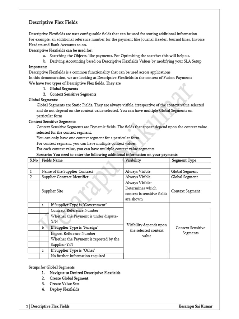 Configuring Descriptive Flexfields | PDF | Accounts Payable ...