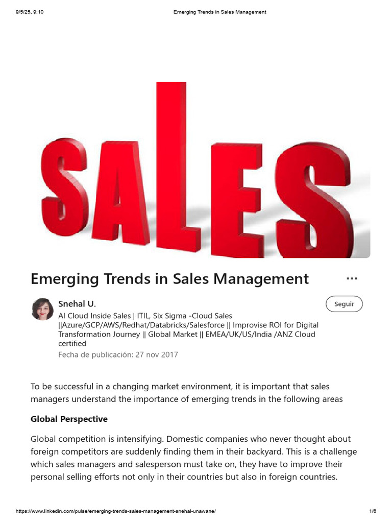 Emerging Trends in Sales Management | PDF | Sales | Marketing