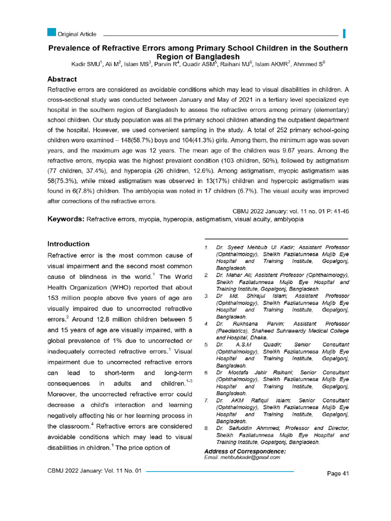 Study in Eye Refractor | PDF